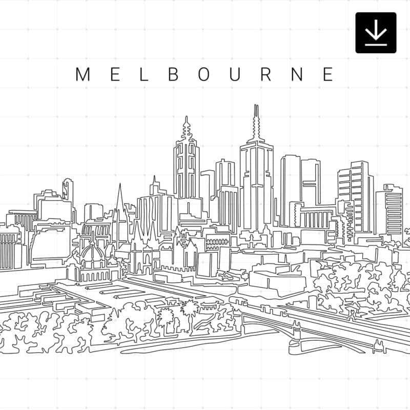 Melbourne Skyline Vector Art - Digital Download - WanderLife Studios
