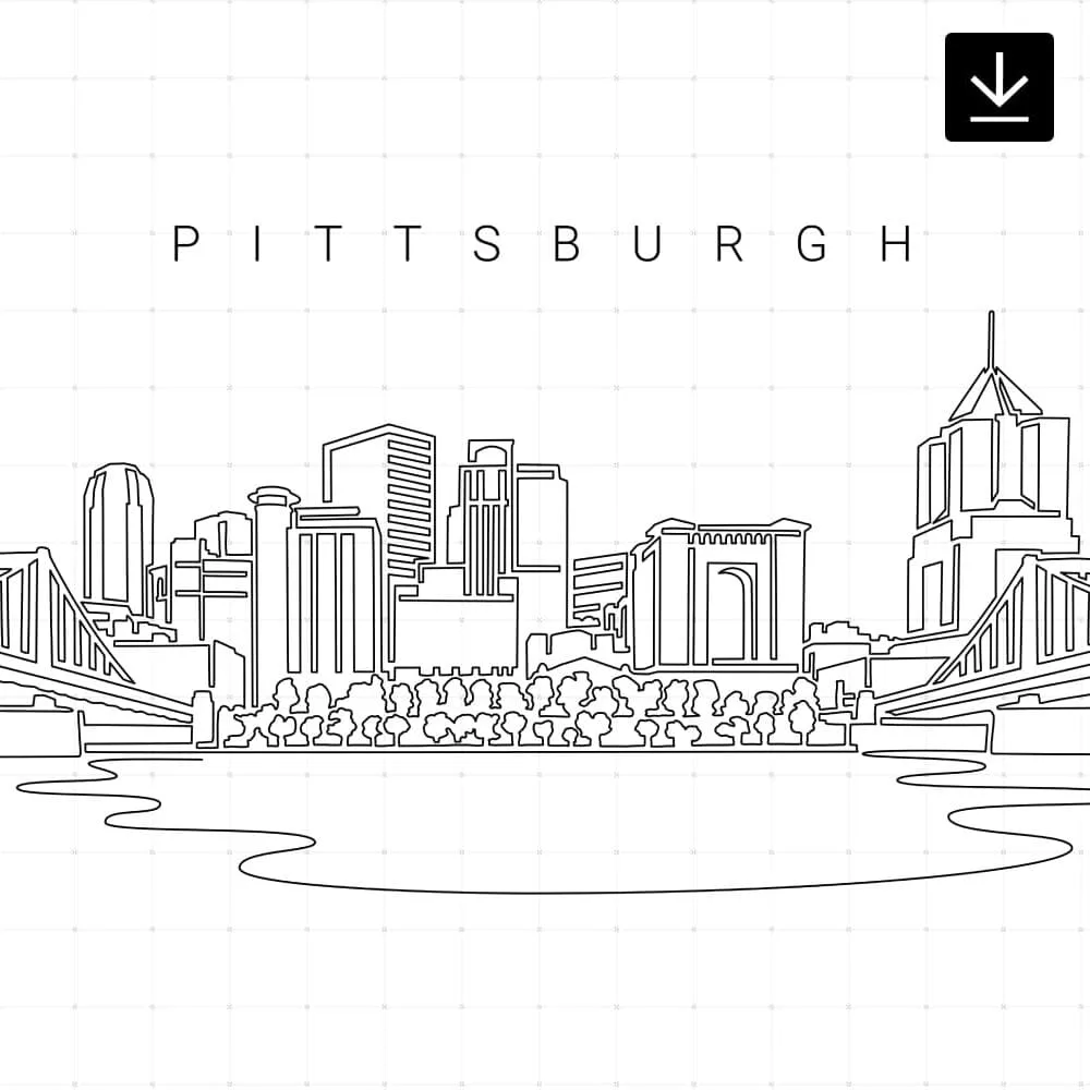 Pittsburgh Skyline Drawing Pittsburgh Skyline Travel Poster Drawing By