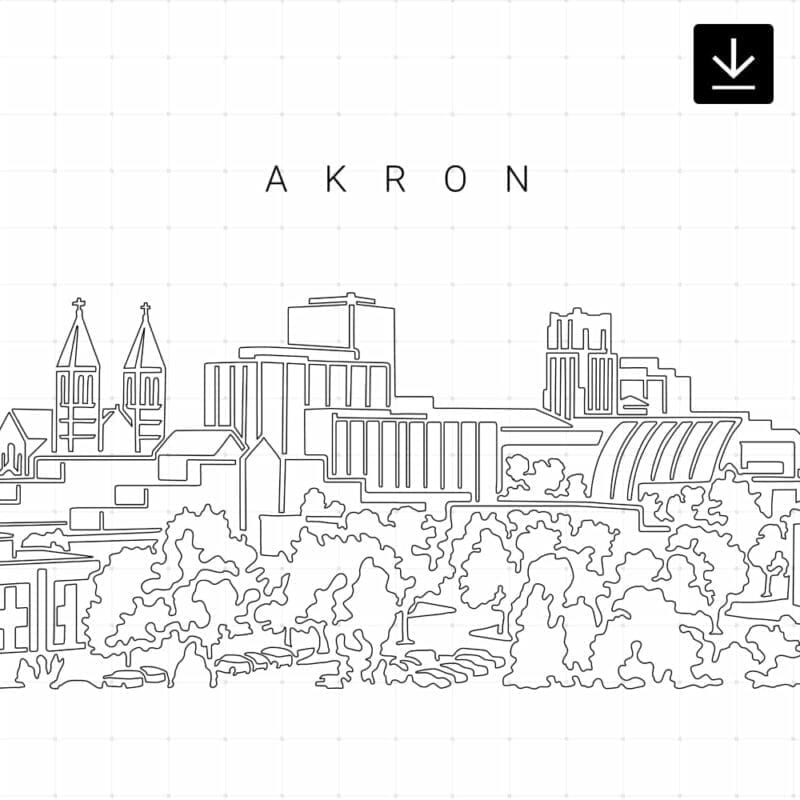 Akron Skyline Vector Art - Digital Download - WanderLife Studios