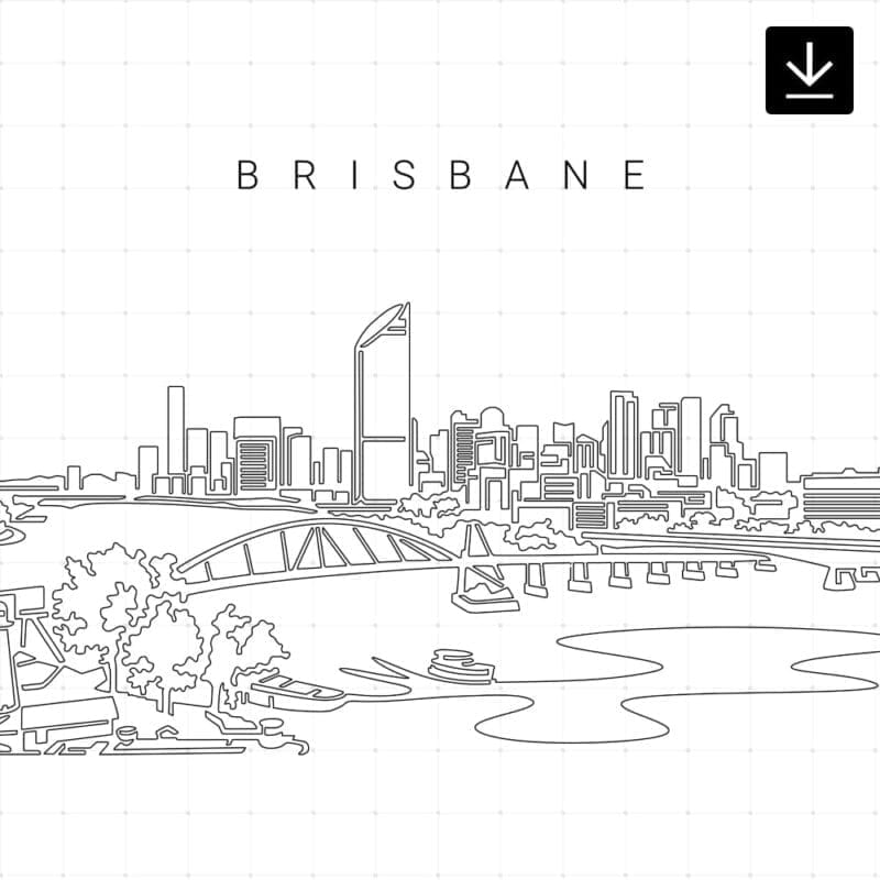 Brisbane Skyline Vector Art - Digital Download - WanderLife Studios